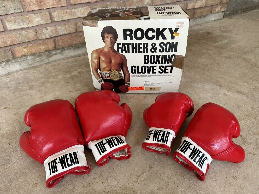 1982 Tuf-wear Red Boxing Gloves W/ Box 80s Rocky Father & Son Set 10oz ...