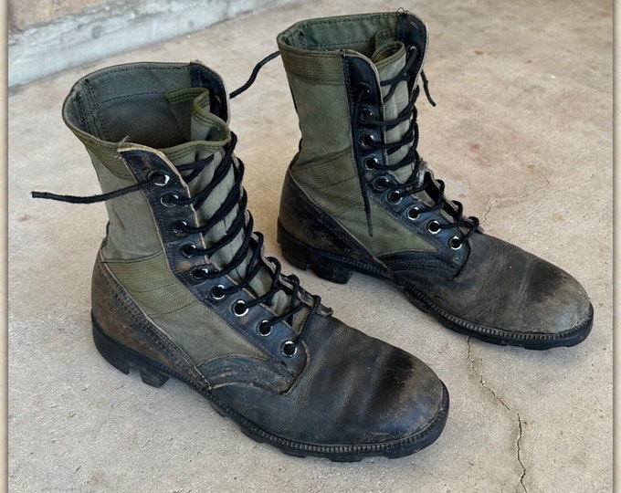 1988 US Army Combat Tropical 9 R Jungle Boots Leather Spike Protective ...
