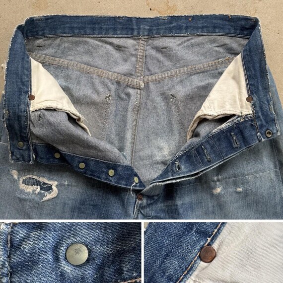 1940s Donut Hole Crotch Rivet Selvedge Denim Jeans W … - Gem