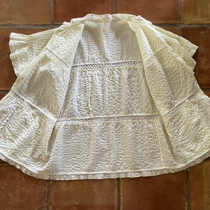 1970s Mexican Pintuck Duster Jacket Robe Shirt Crochet Sheer Panels ...