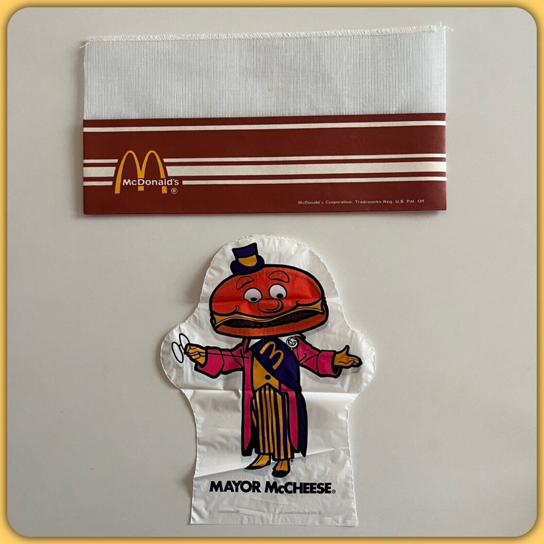 70s Mcdonald’s Unused Employee Mesh Paper Hat & MAYOR Mccheese Hand ...