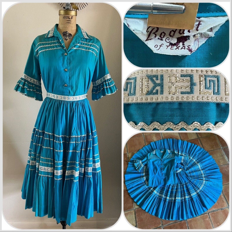 1950s 2 Pc Bogart of Texas Western Patio Set Fiesta Dress Ric Rac ...