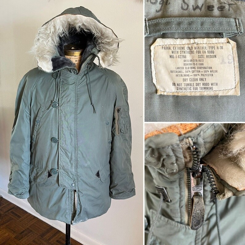 1975 USAF N-3B Parka Extreme Cold Weather Snorkel Synthetic Fur Hood 70s Military Vietnam War ...