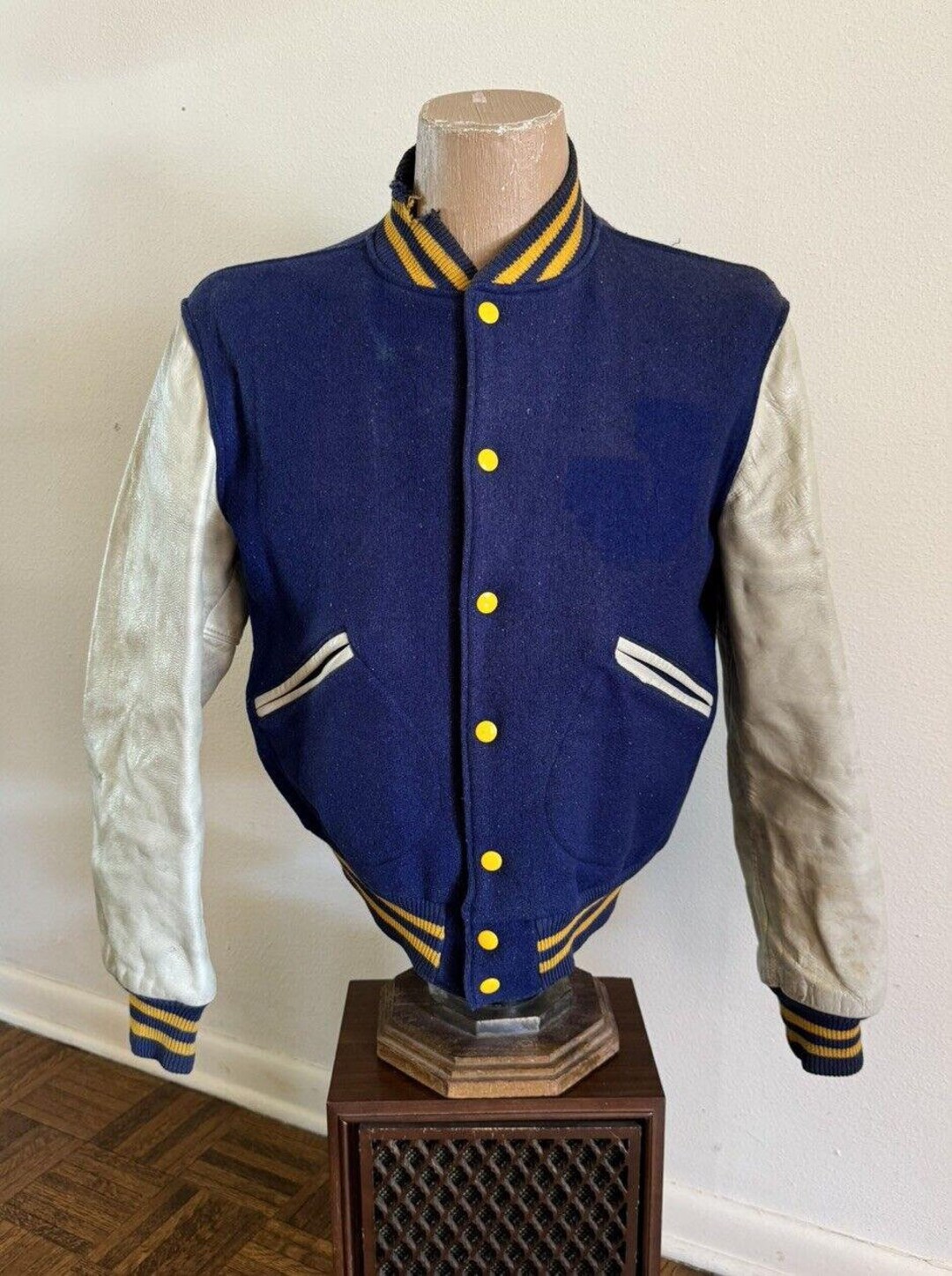 1950s BUTWIN Varsity Jacket: Leather Sleeve Wool Letterman, Size M ...