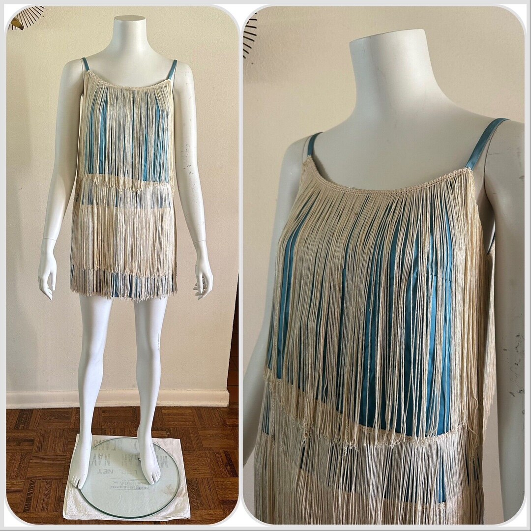 1960s Fringe Dress Mod Go Go Babydoll Mini Cocktail Flapper Dance ...