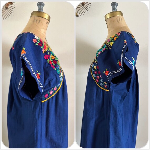 1970s Oaxacan Mexican Huipil Dress Embroidered Boho C… - Gem