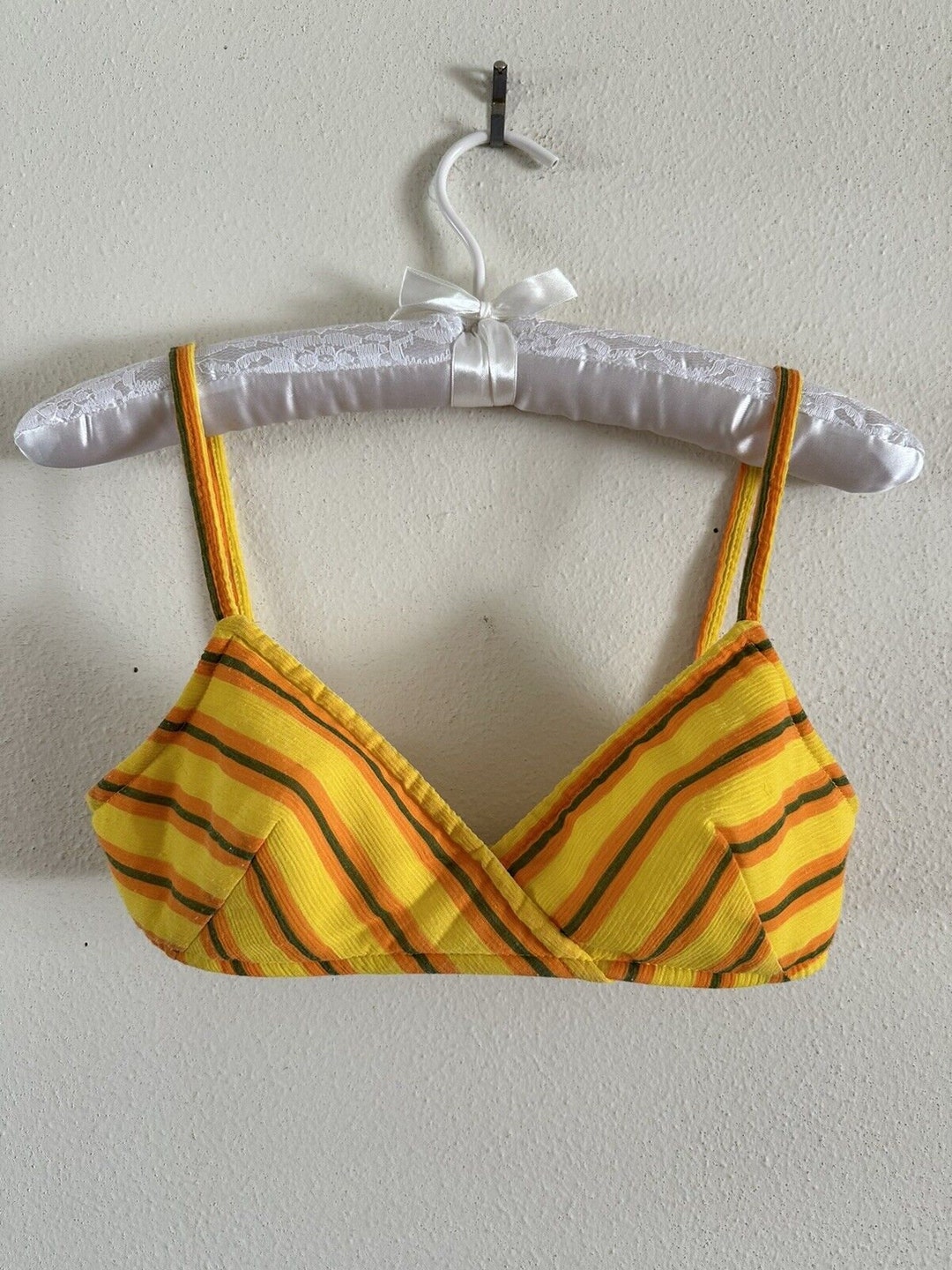 1960s Bobbie Brooks Swim Bralette Bra Triangle Top Striped Mod Surf Sun ...