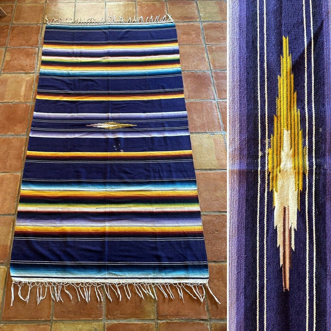PURPLE Saltillo Serape 86 X 47 Blanket Mexican Southwestern Camp Rug ...