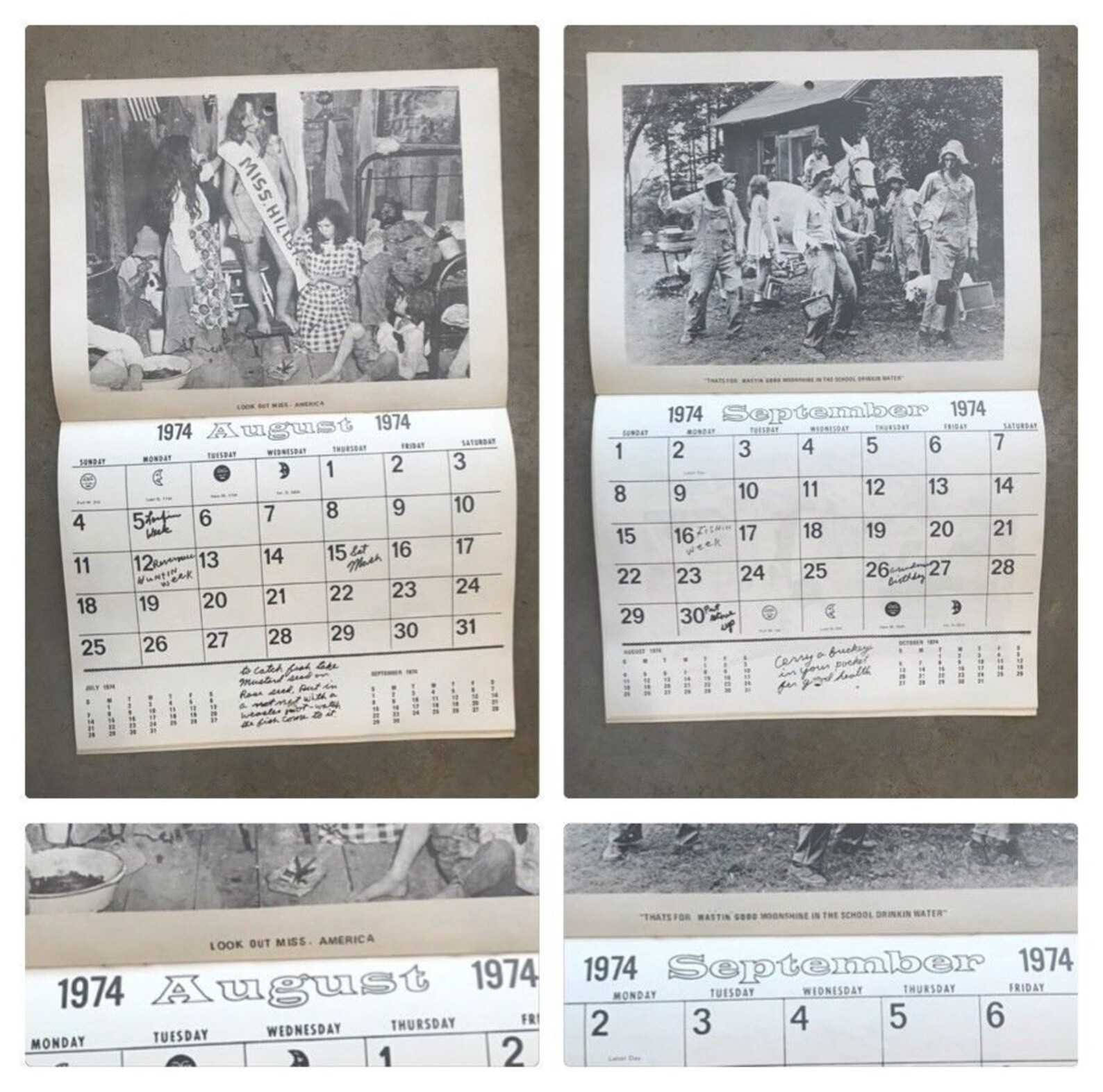 1974 HILLBILLY MOONSHINE Calendar Pin up Farm 12 Mo Novelty | Etsy