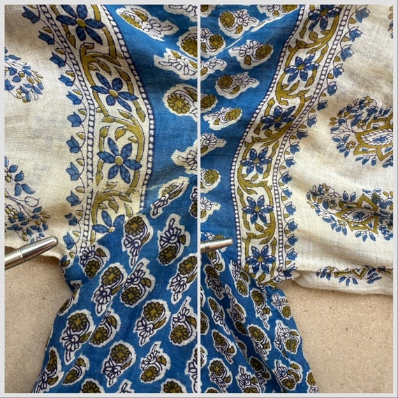 1970s Star of India Block Print Indian Cotton Gauze B… - Gem