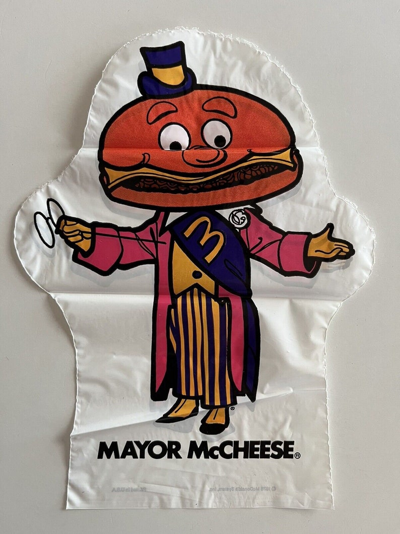 70s Mcdonalds Unused Employee Mesh Paper Hat & MAYOR Mccheese Hand ...