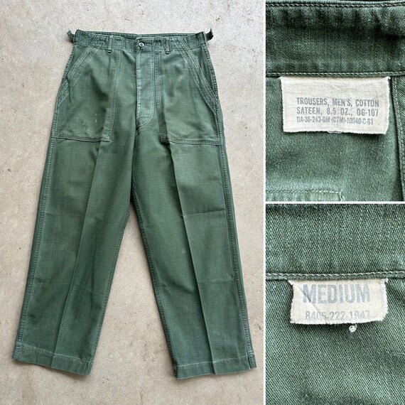 1961 Vtg US Army 1st Model Type 1 OG 107 Cotton Satee… - Gem