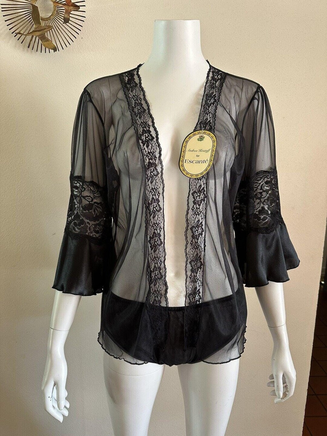 1980s NWT Andrea Kristoff for Escante 2 Pc Lingerie Set Bed Jacket Robe ...