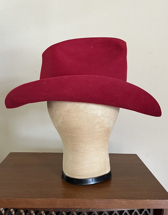 1970s 80s Texas Hatters Red Cowboy Western Hat 7 3/8 … - Gem