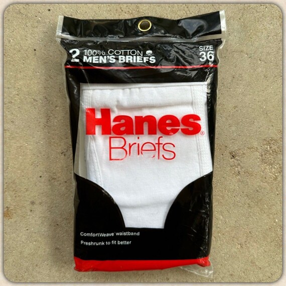 NIP 1987 HANES Cotton Briefs 2 Pack White Underwear S… - Gem