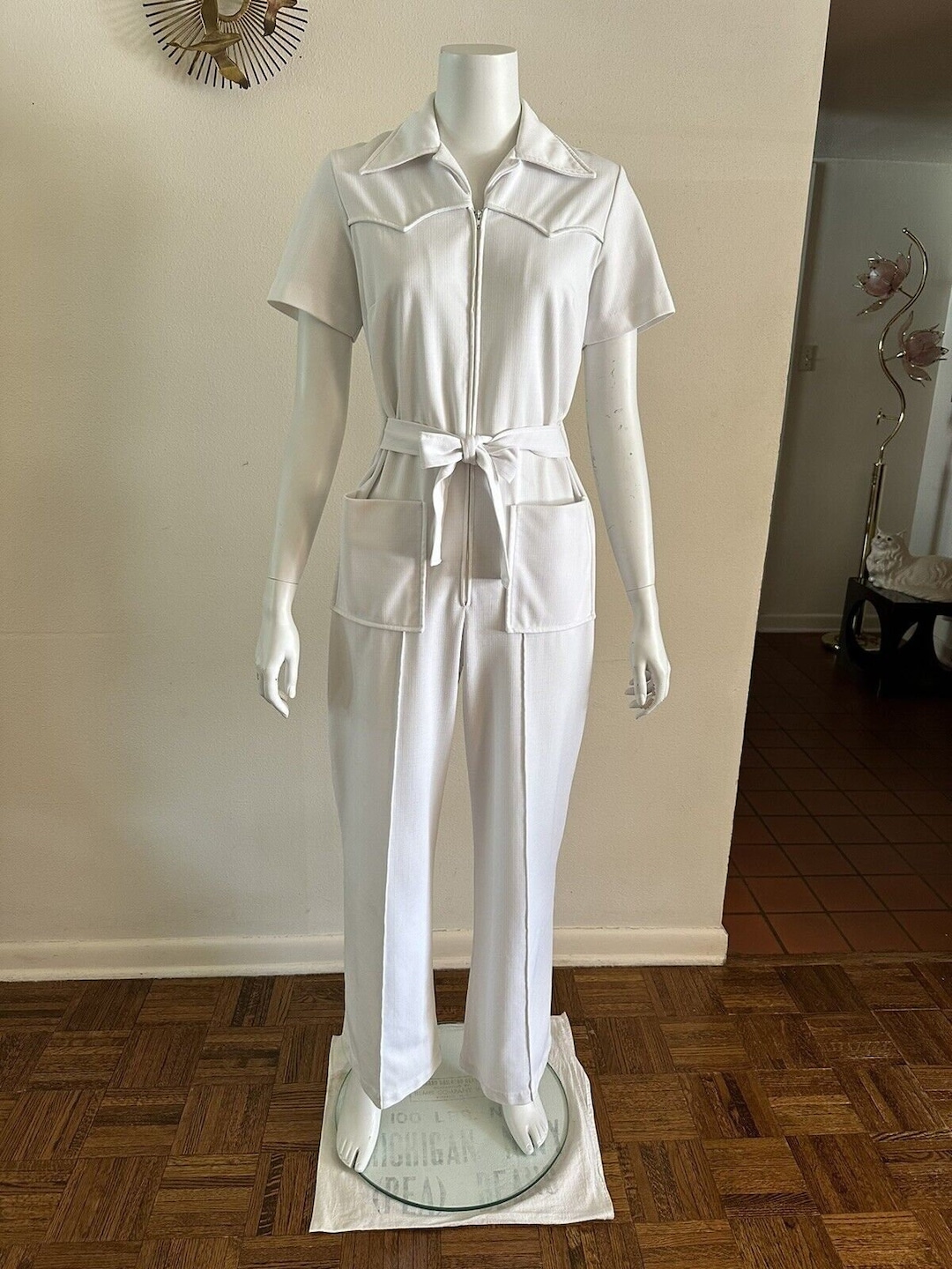 1970s Western Dagger Collar Disco Cowgirl Jumpsuit Leisure Suit Rodeo ...