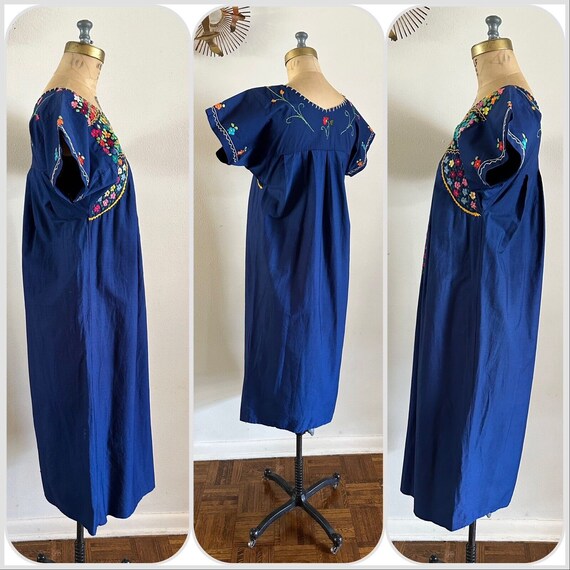 1970s Oaxacan Mexican Huipil Dress Embroidered Boho C… - Gem