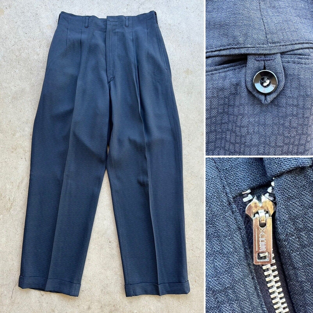 1950s Sharkskin High Waist Gray Rockabilly Atomic W 29 L 28 Pants 50s ...