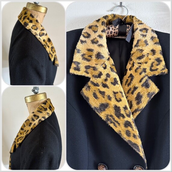 1980s Lilli Ann Double Breasted Leopard Print Collar … - Gem