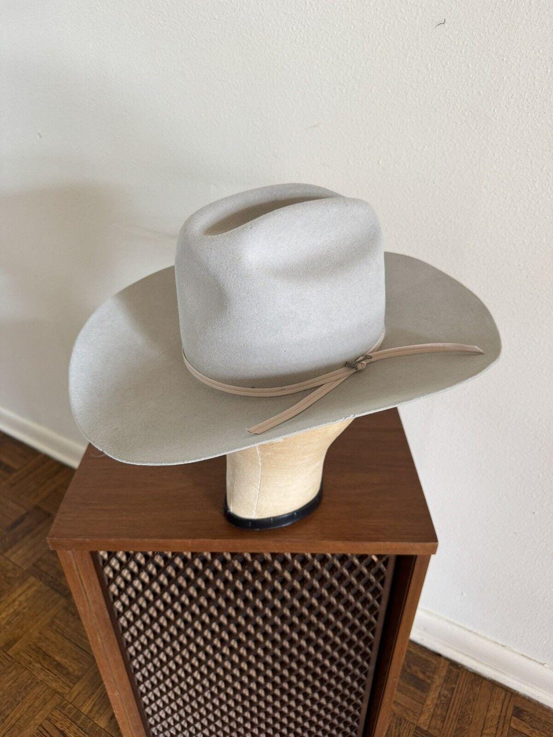 1980s Stetson Rancher 5x BEAVER 7 1/8 Long Oval Hat Mist Gray Cowboy ...