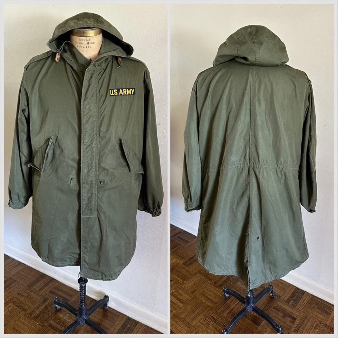 50s US Army M1951 Hooded Fishtail Parka Sz Medium Shell No Liner Military M51 M-1951 Utility ...