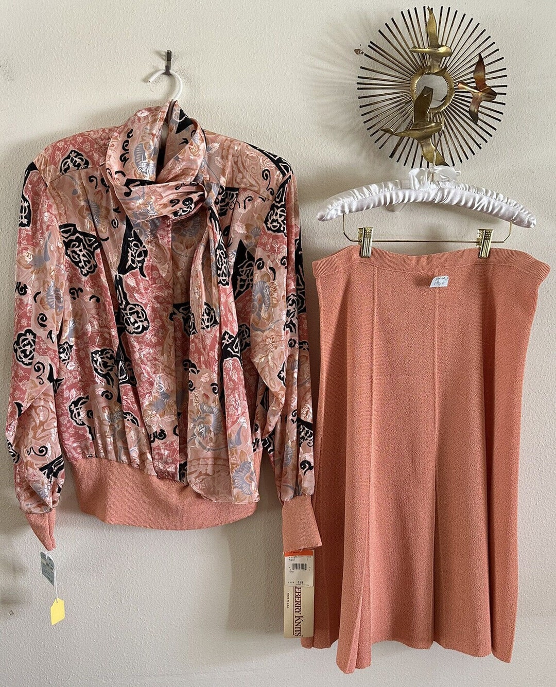 NWT 1980s 2 Pc Castleberry Knits Dress Brocade Rita Blouse & Forever ...