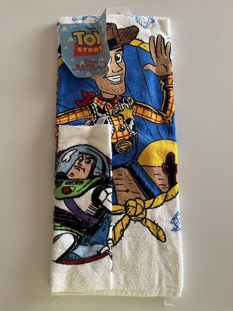 Vintage 1995 Toy Story Washcloth Bath Towel Set: Woody & Buzz, New With ...