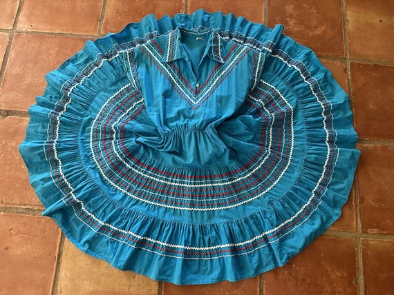1950s Western Patio Dress Ric Rac Southwestern Cotton… - Gem