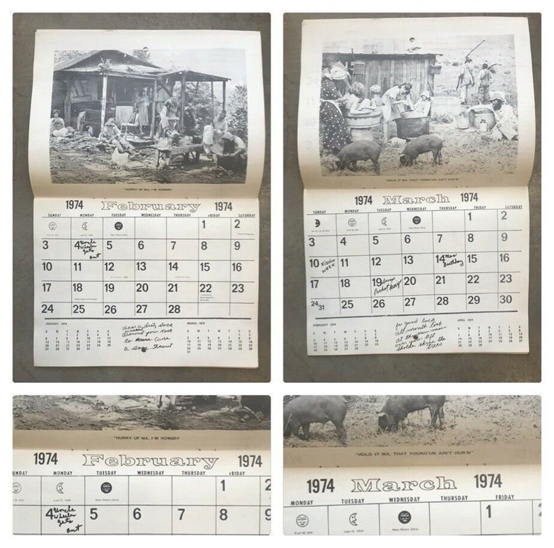 1974 HILLBILLY MOONSHINE Calendar Pin up Farm 12 Mo Novelty Comic ...