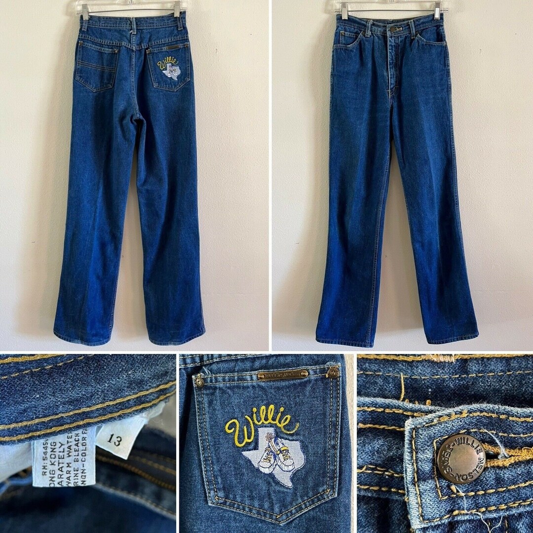 80s WILLIE NELSON Denim Jeans W 26.5 L 32 High Waist Mom Texas - Etsy