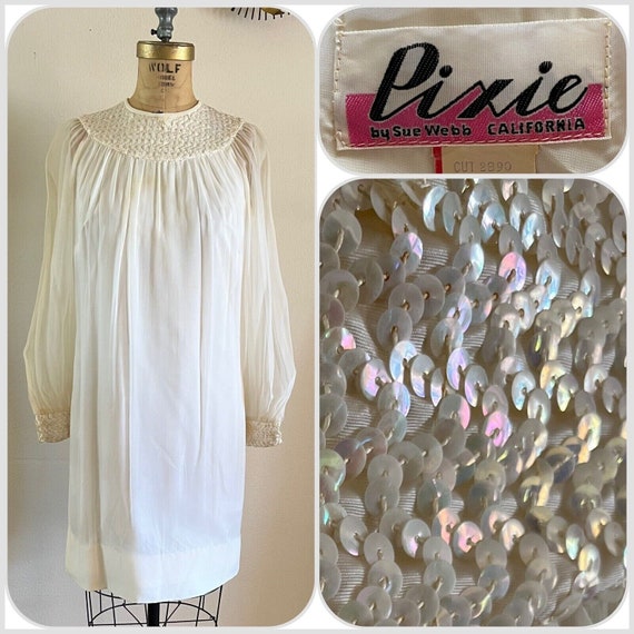 1960s PIXIE of California Sue Webb Mod Sheer Sleeve S… - Gem