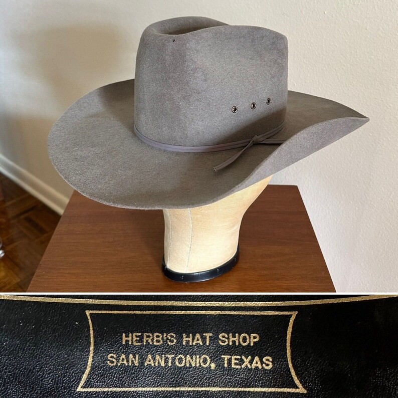 Salty 1980s HERB'S Hat Shop San Antonio TEXAS Western Cowboy Hat Sz 7 ...
