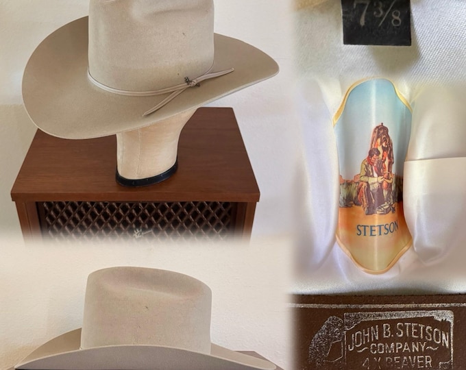 1980s Stetson 4x Beaver Cowboy Western Hat, Silverbelly Rancher & JBS ...