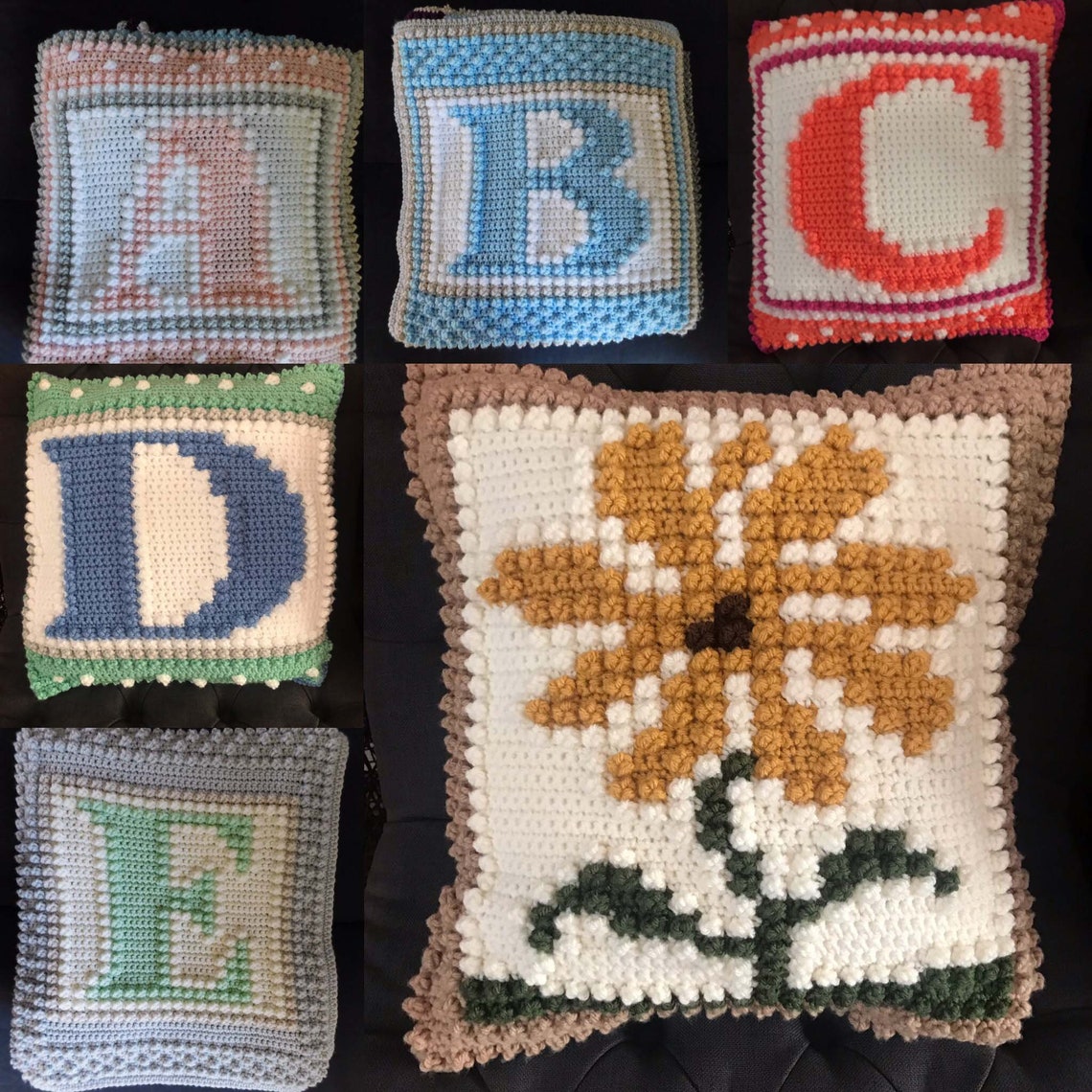 ALPHABET Crocheted Pillow Patterns - Etsy