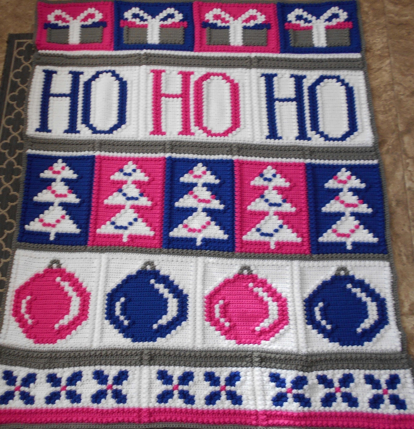 HO HO HO Pattern for Crocheted Blanket - Etsy