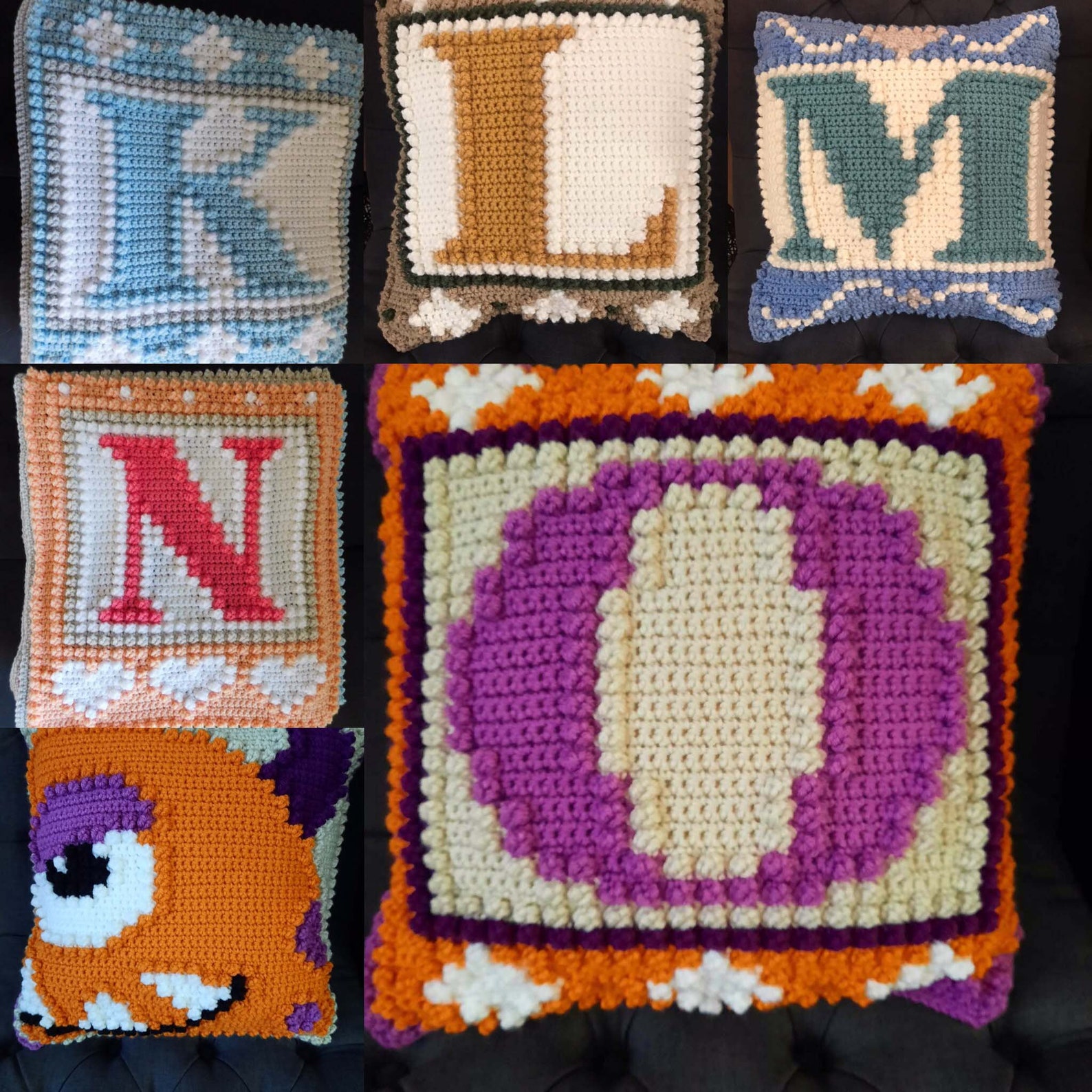 ALPHABET Crocheted Pillow Patterns - Etsy