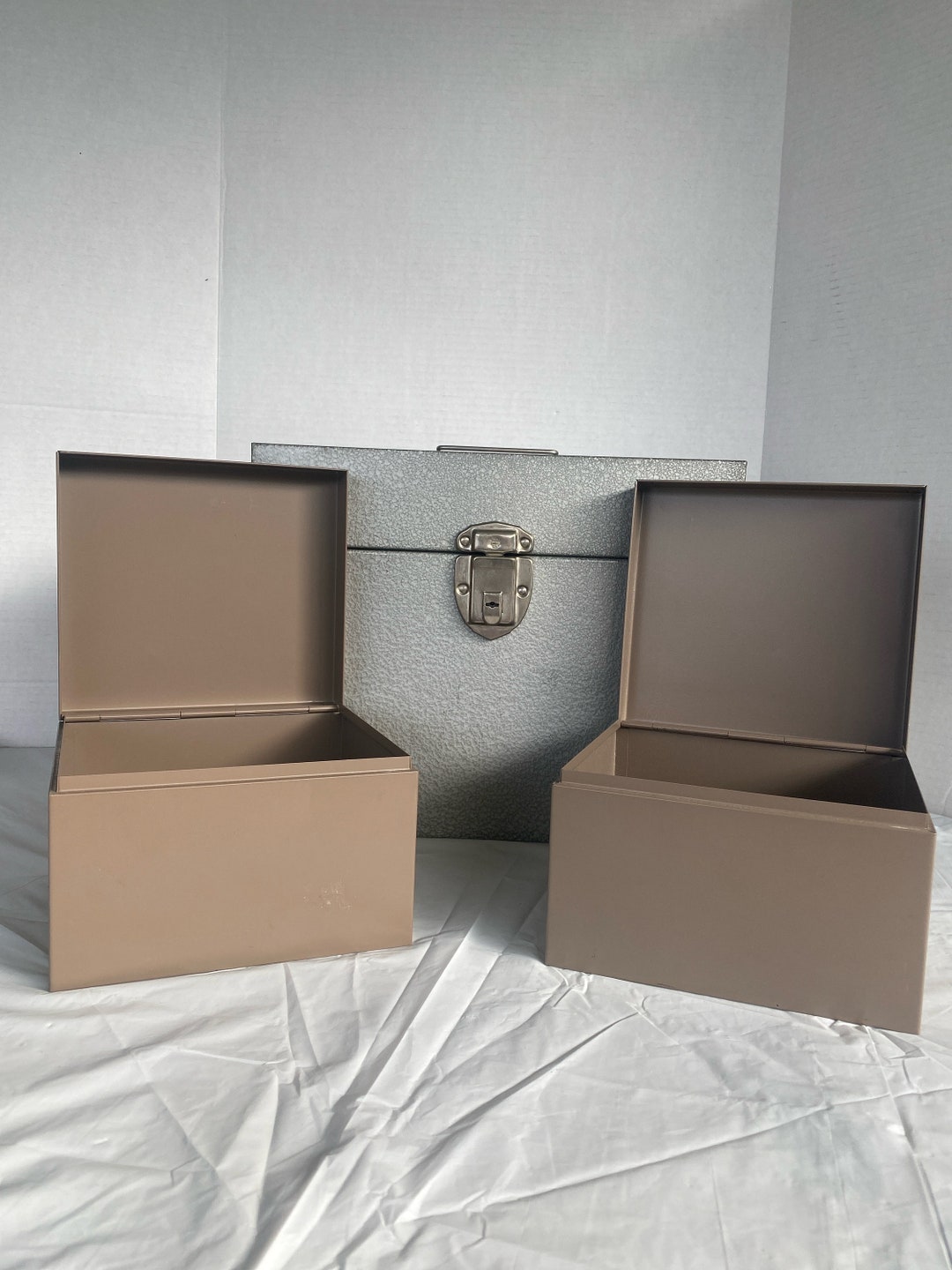 Vintage Excelsior Metal File Box Hinged Lid. Metal Index Card Box ...