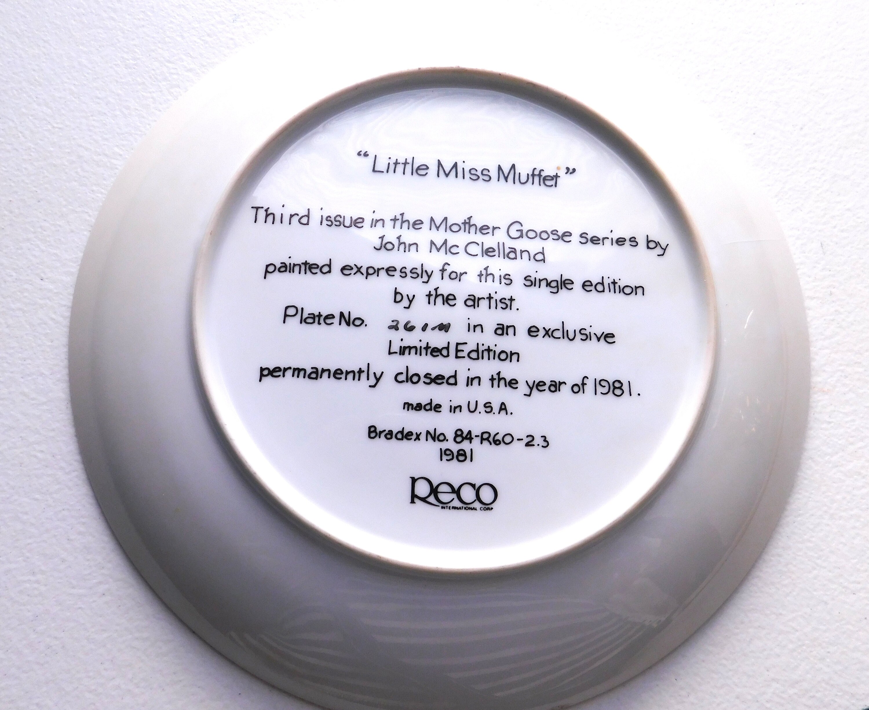 Little Miss Muffet Vintage Collectible Plate John Mcclelland Artist - Etsy