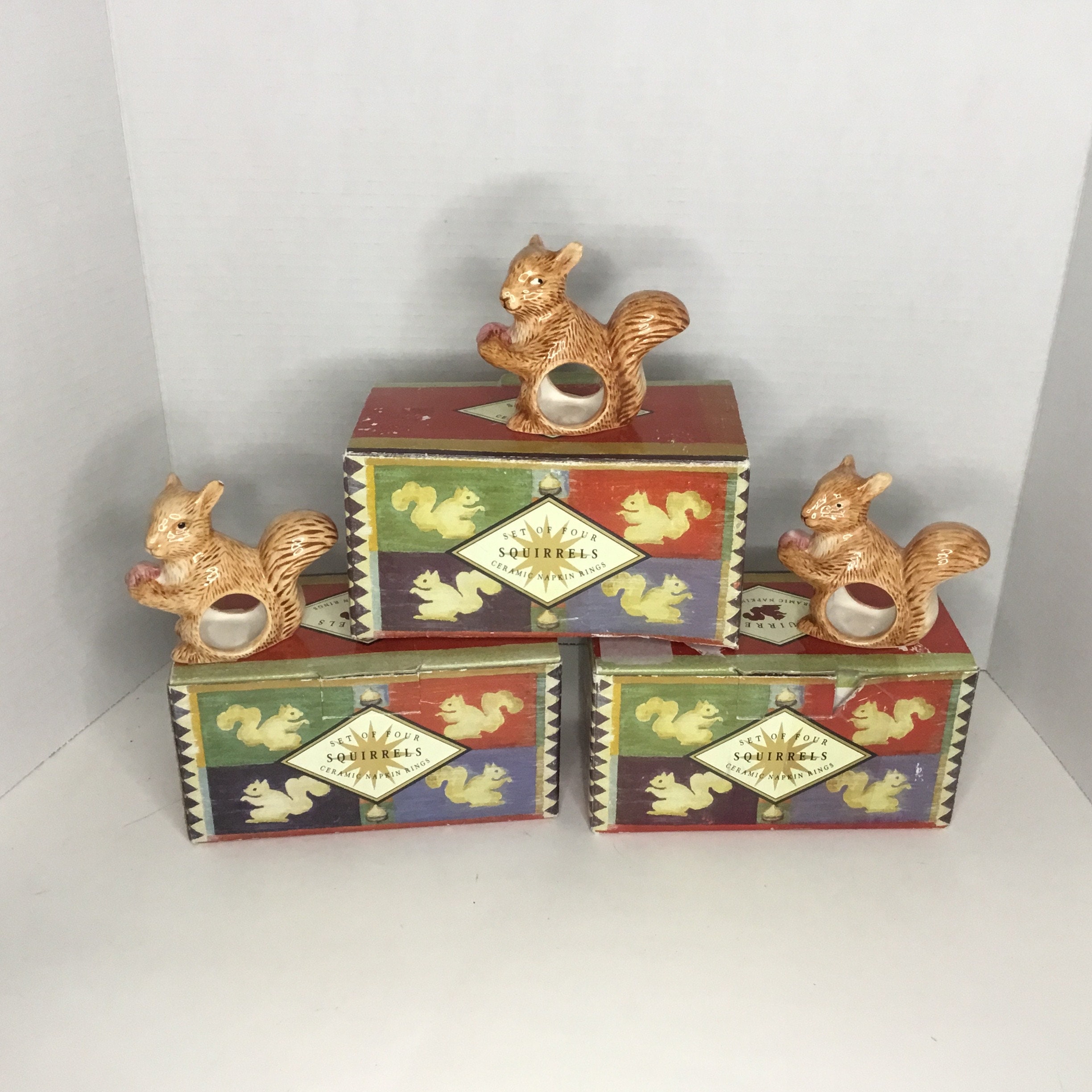 Vintage Ceramic Squirrel Napkin Rings. Boxed - Etsy