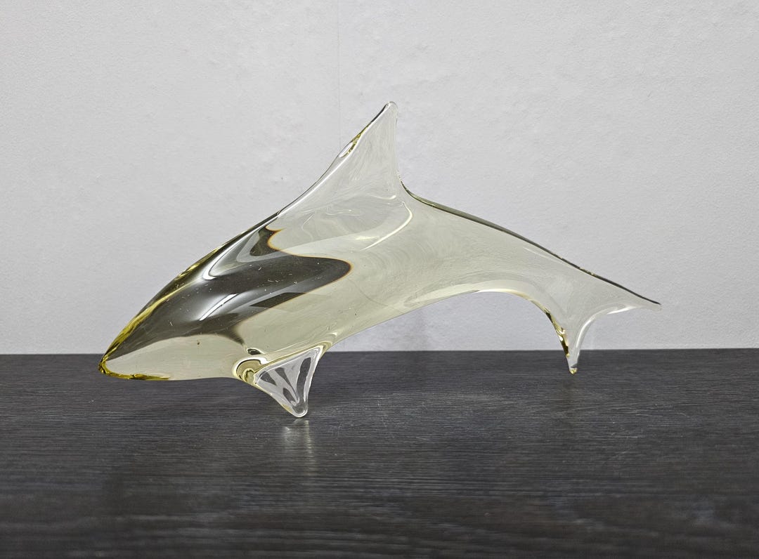 ZBS Citrine Glass Dolphin Design Miroslav Klinger, Železný Brod Sklo ...