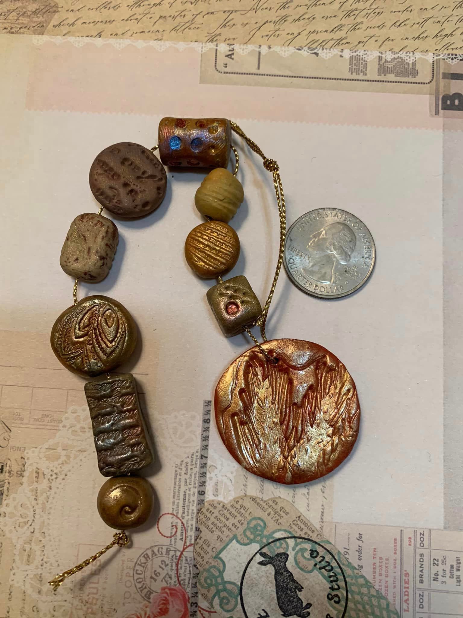 Artisan Clay Rustic Beads Papyrus Themed Mix Handmade Bead Mix Pendant ...