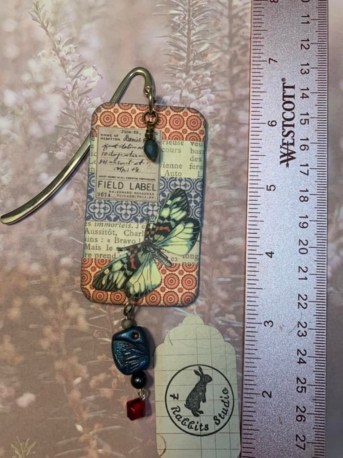 Butterfly Field Label Beaded Bookmark Vintage Inspired - Etsy