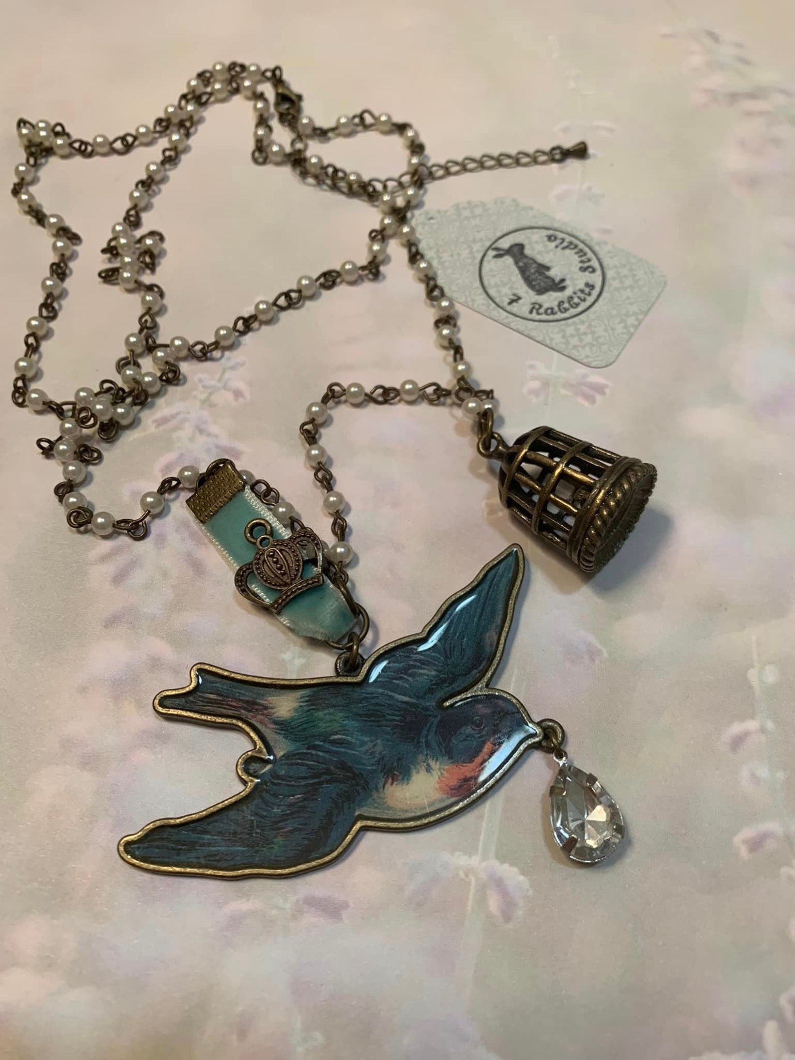 Bluebird of Happiness Necklace Bird Birdcage Charm - Etsy