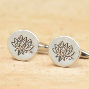 Lotus Flower Sterling Silver Cufflinks.men Accessories,cuff Links- - Etsy