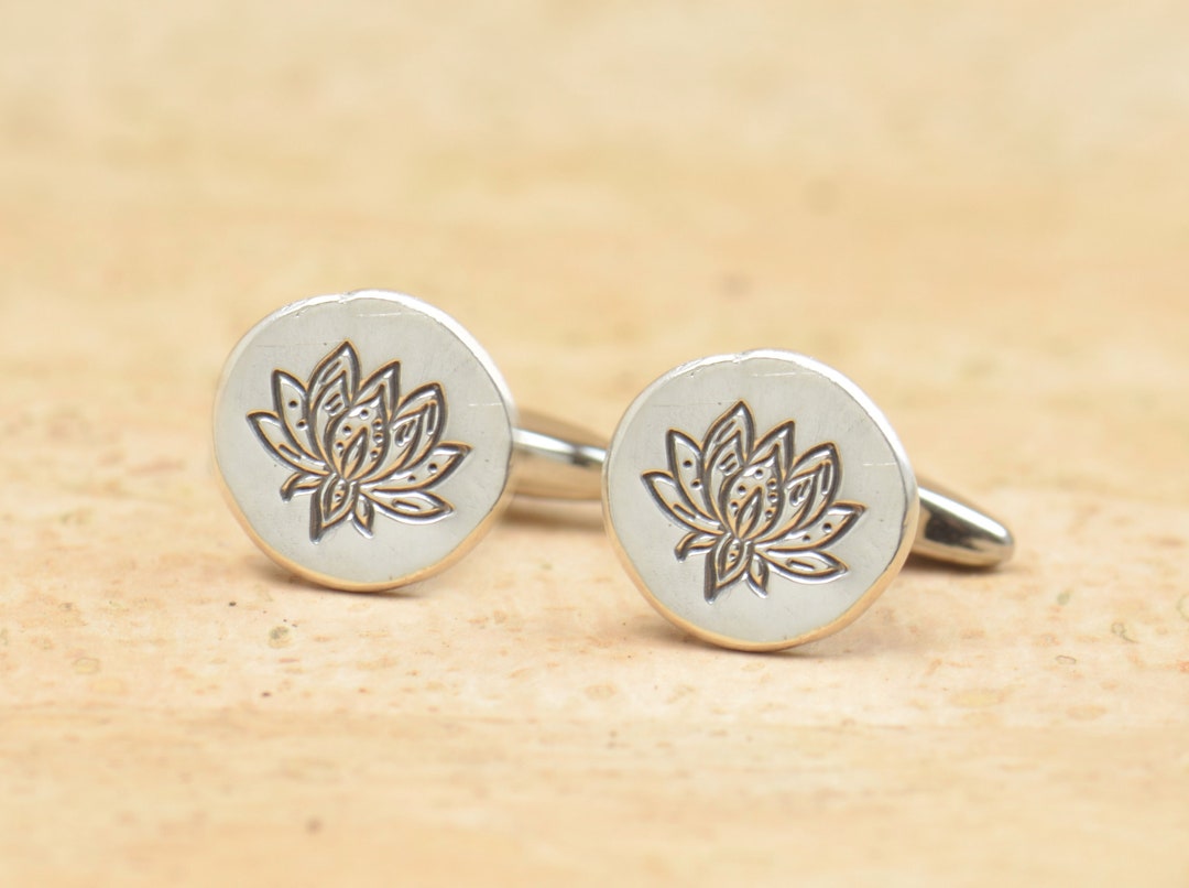 Lotus Flower Sterling Silver Cufflinks.men Accessories,cuff Links - Etsy