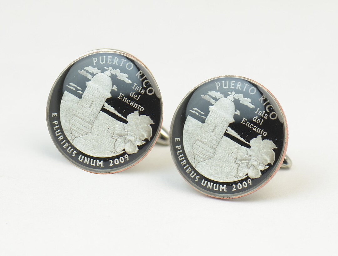 Cufflinks Puerto Rico Quarter. Enamelled Cuff Links.stainless Steel Leg ...