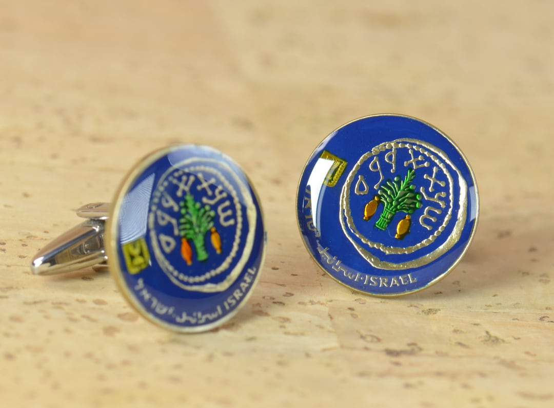 Israel Cufflinks Enamel Coin Coin Collector Gifts,dad Coin Gift ...