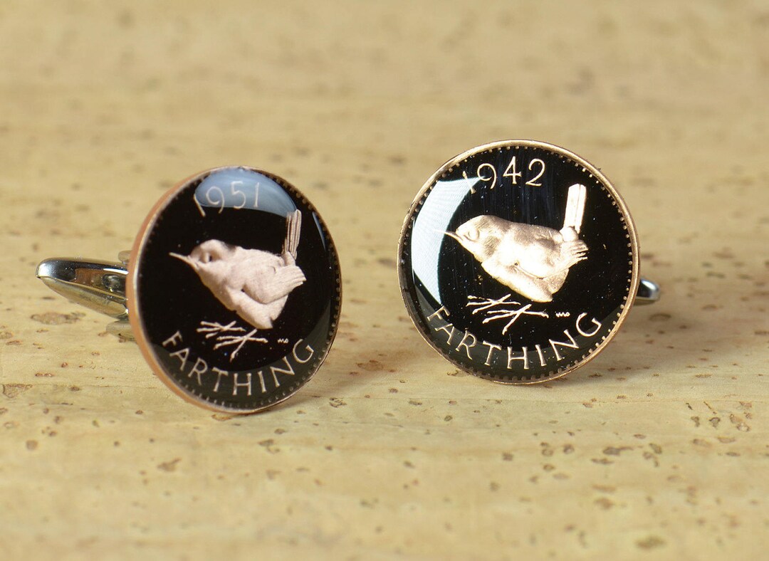 Farthing Bird Coin Cufflinks.united Kingdom.great Britain Coin ...