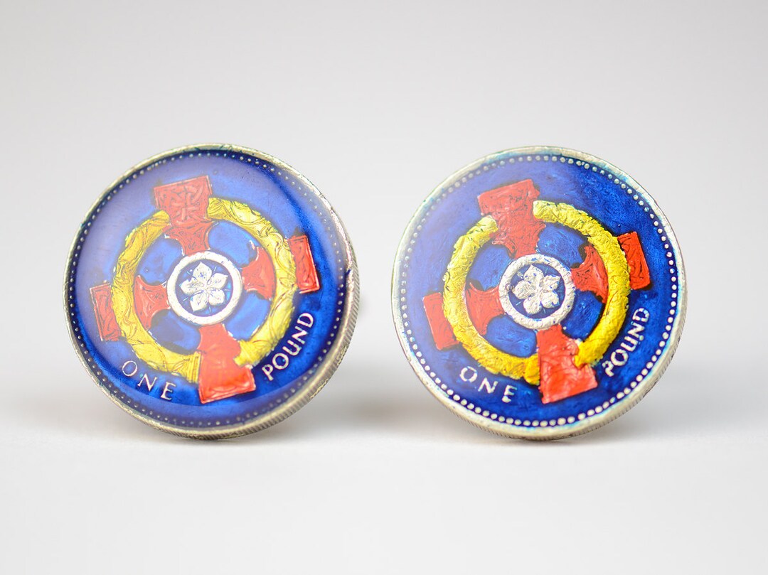 Pound Enamel Coin Blue Enamelled Cufflinks: Real UK Currency, Upcycled ...