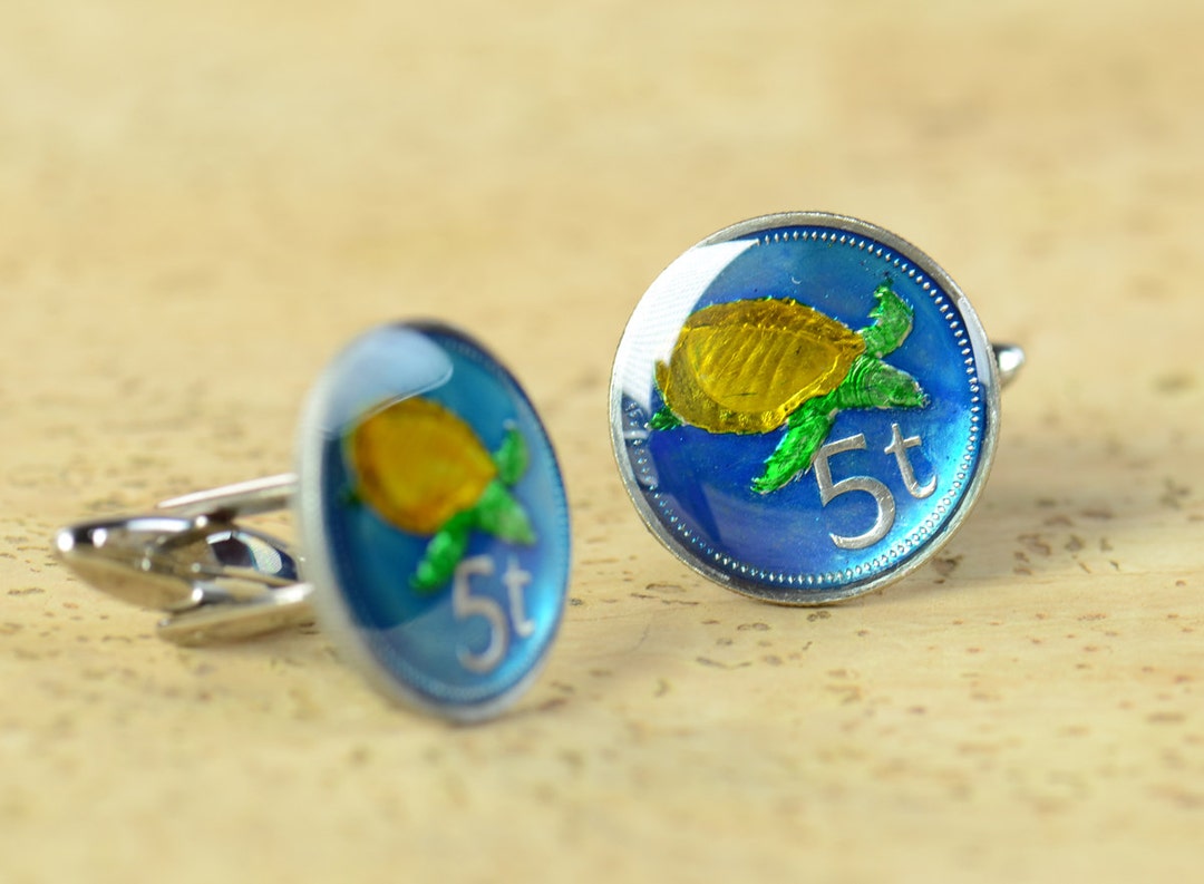 Cufflinks Turtle Coin Papua New Guinea Coin Collector Gifts,dad Coin ...